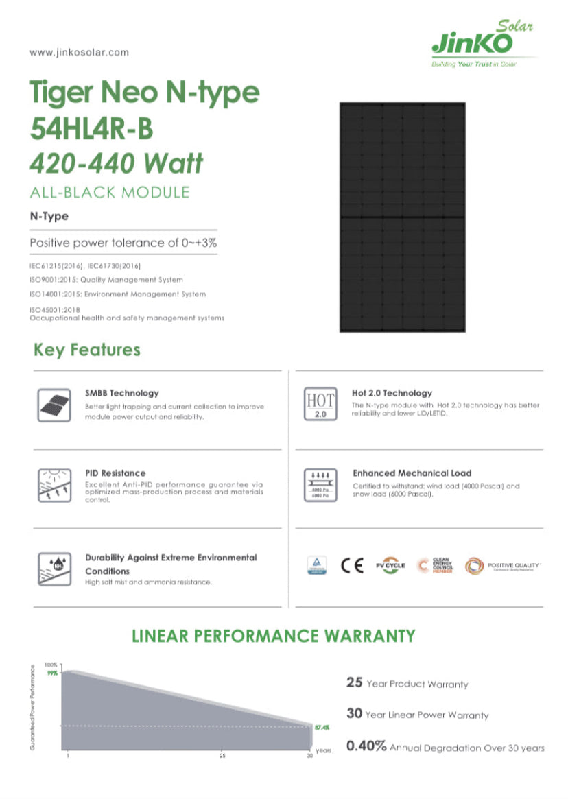 Jinko 440W Tiger Neo N-Type All Black – Midland Battery Centre